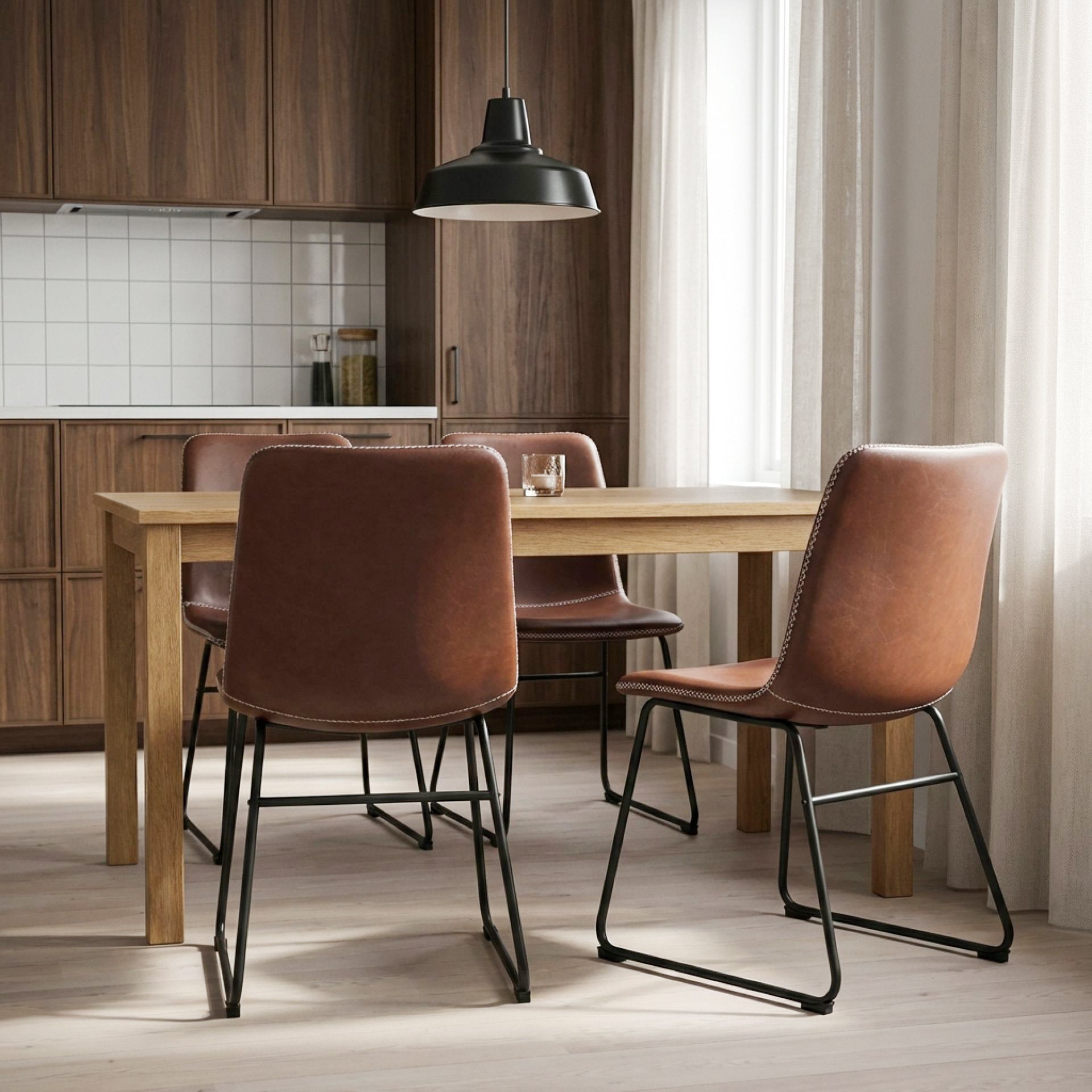 Grayson PU Leather Dining Chair - Set of 2 - Brown
