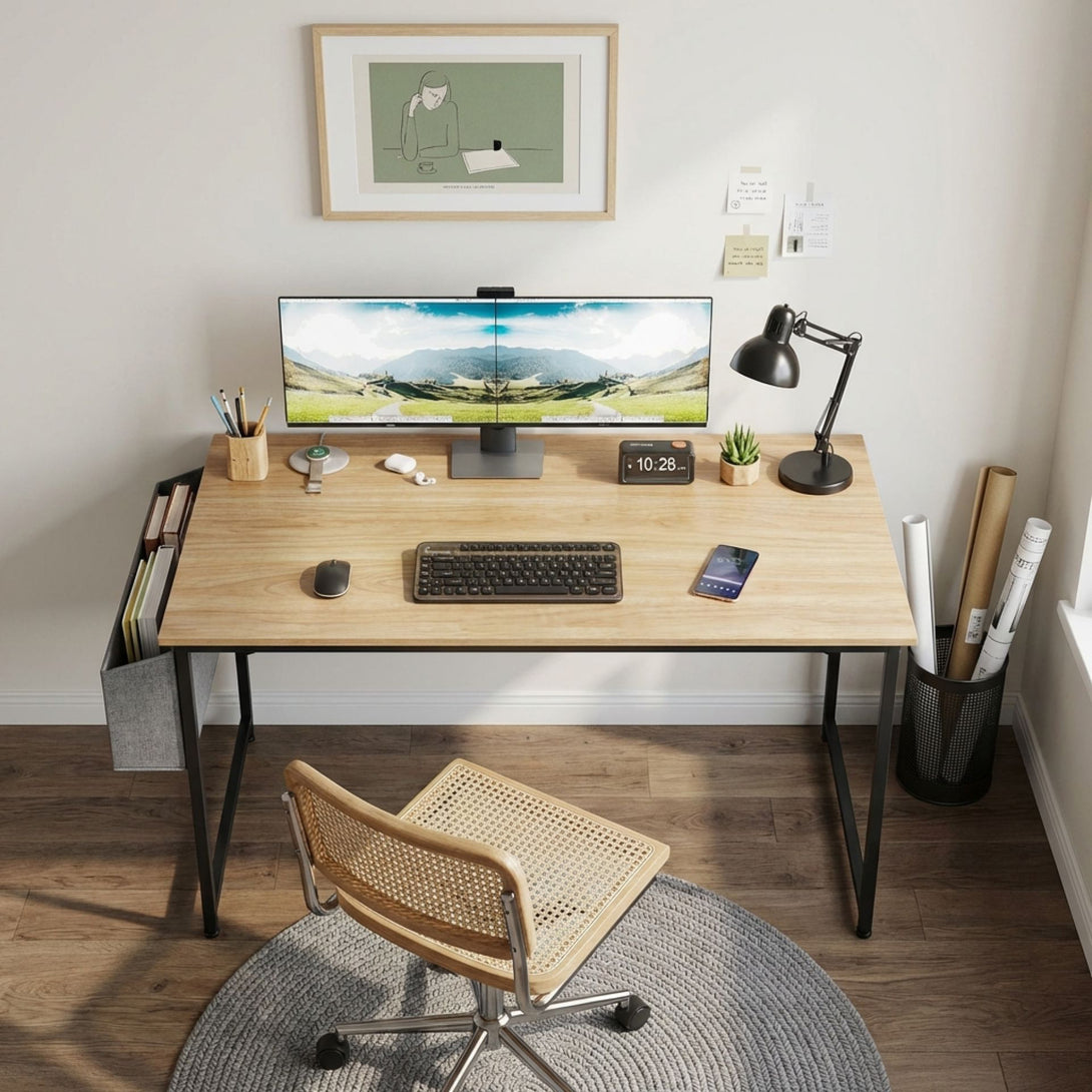 Aidan 120cm Computer Desk with Storage Bag - Natural