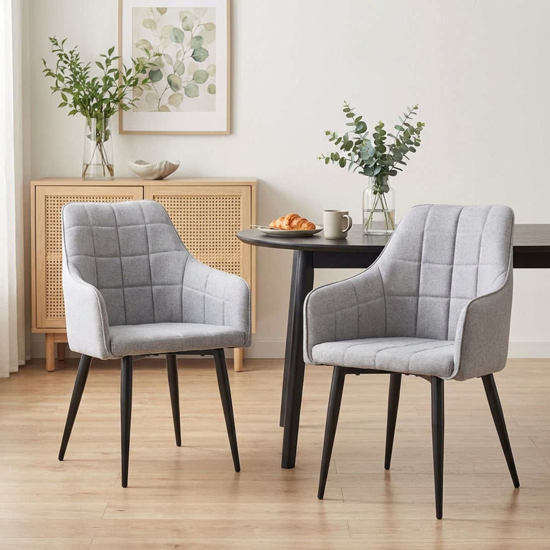 Kendra Dining Chair - Set of2 - Light Grey + Black