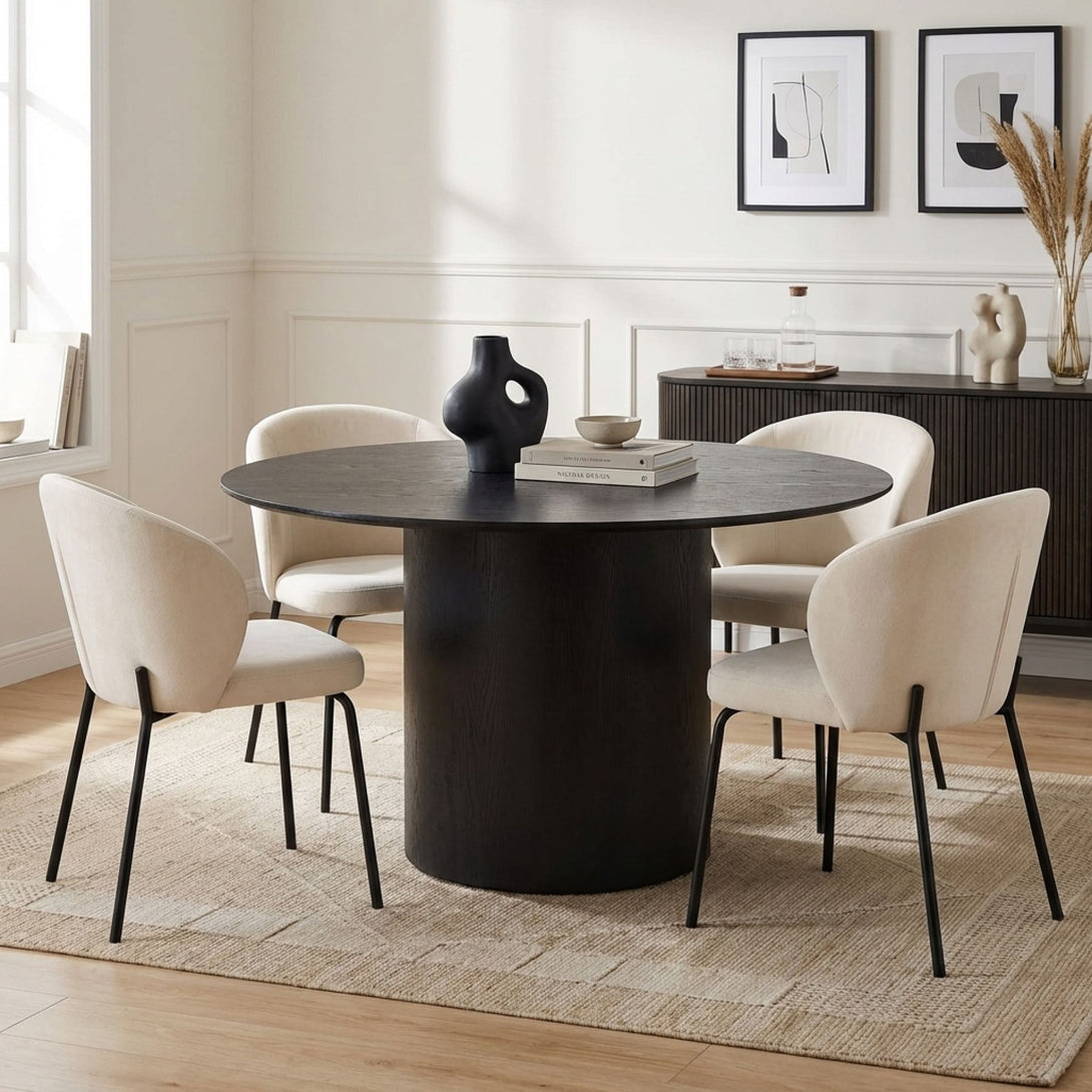 Adley Round Dining Table 120 x 75cm - Black
