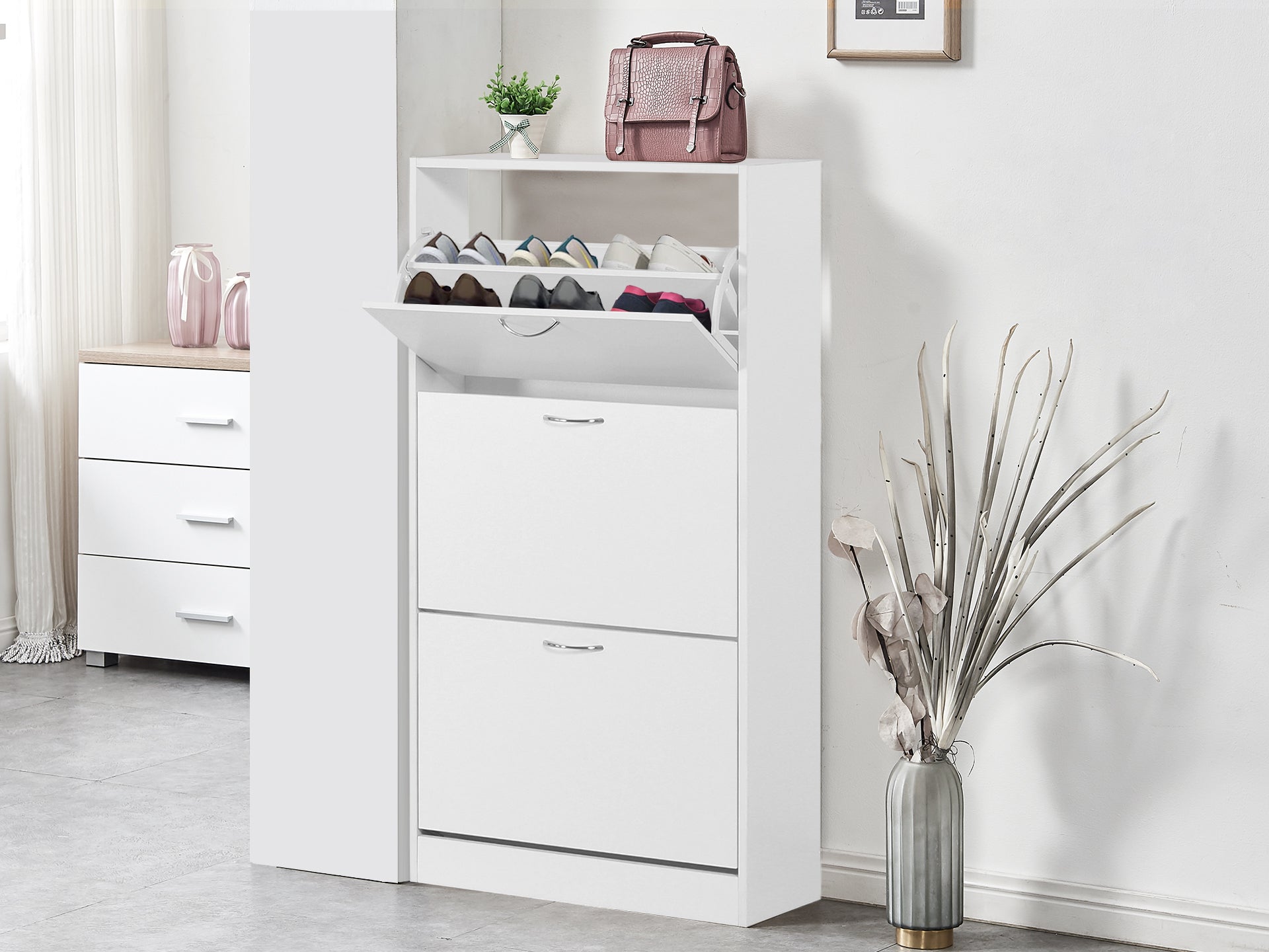 Matilda 3 Drawer Shoe Cabinet Storage - White
