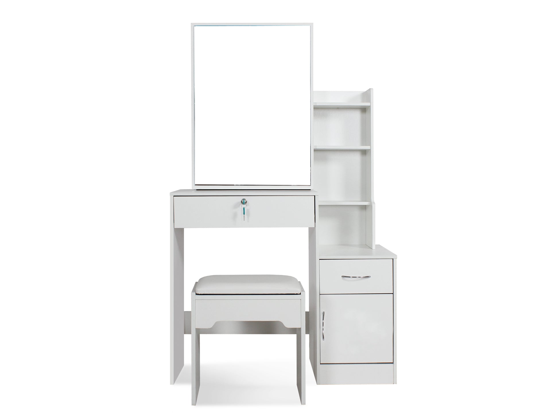 Magnolia Sliding Door Mirror Dressing Table Set 2pcs - White