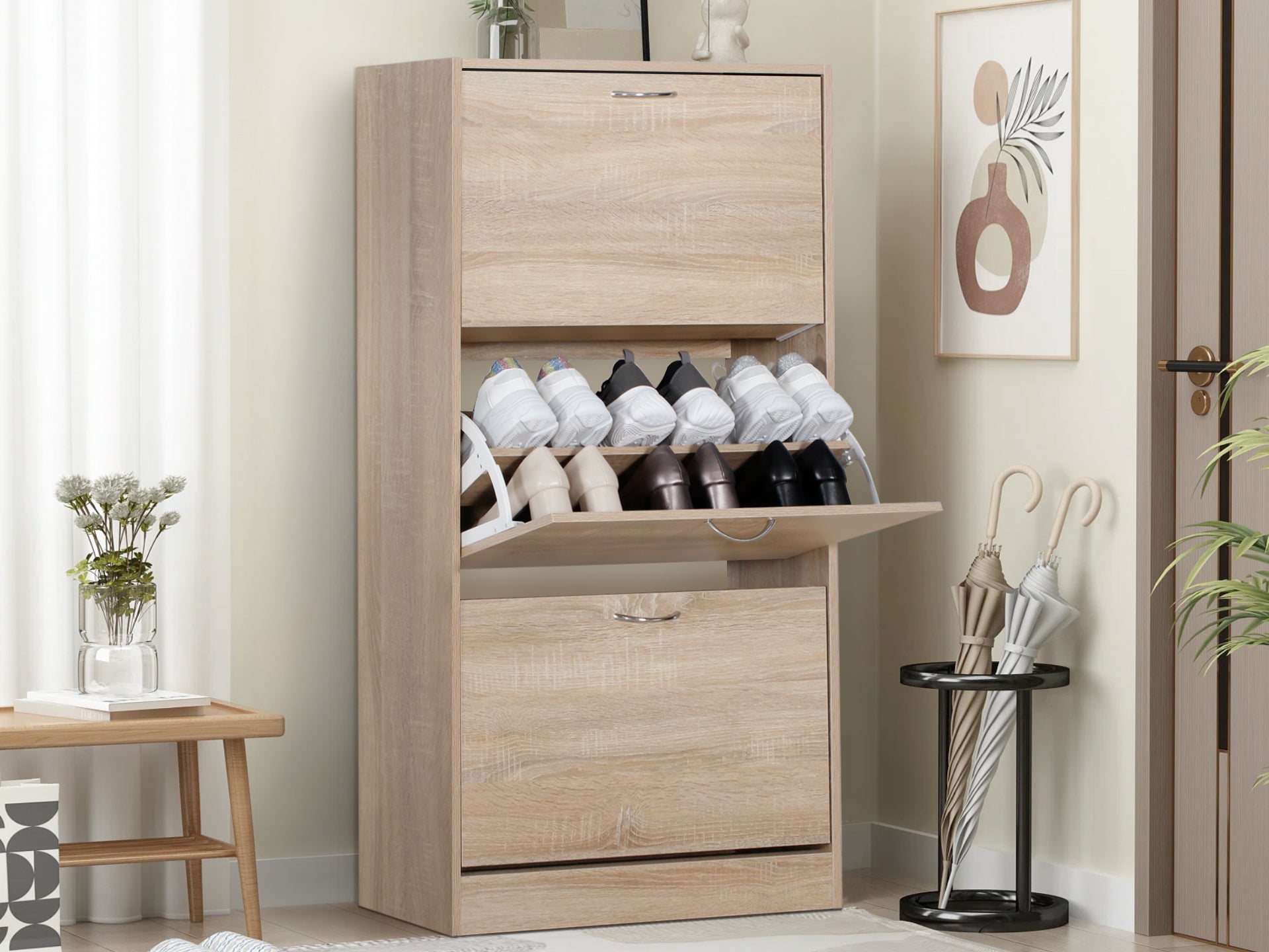 Matilda 3 Drawer Shoe Cabinet Storage - Maple