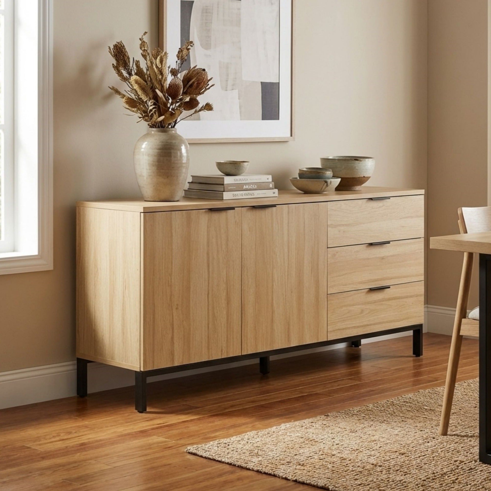 Ocala Sideboard Buffet Table with Drawer - Oak