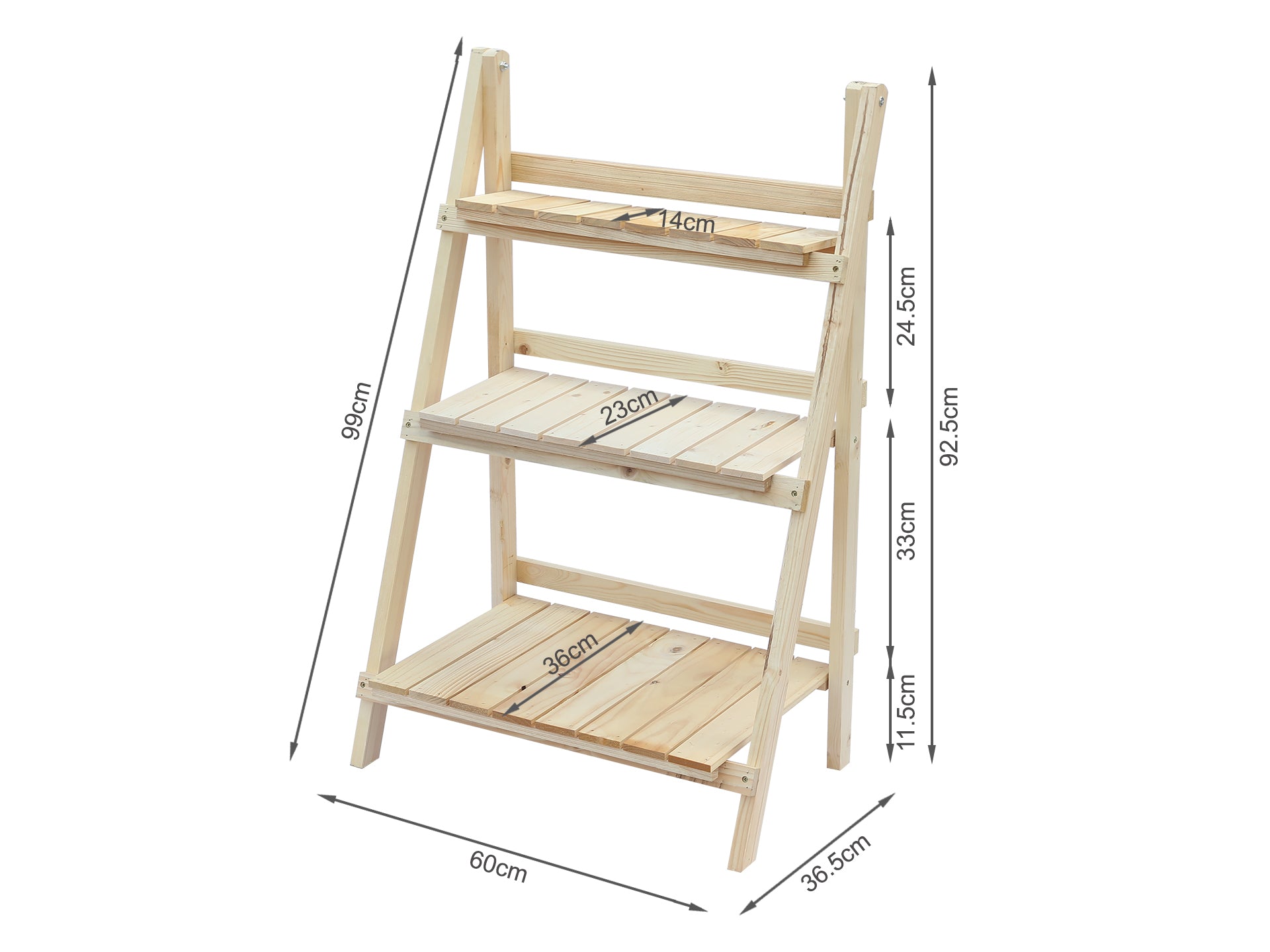 Balaton Ladder Planter Stand 60cm - Oak – Homemart