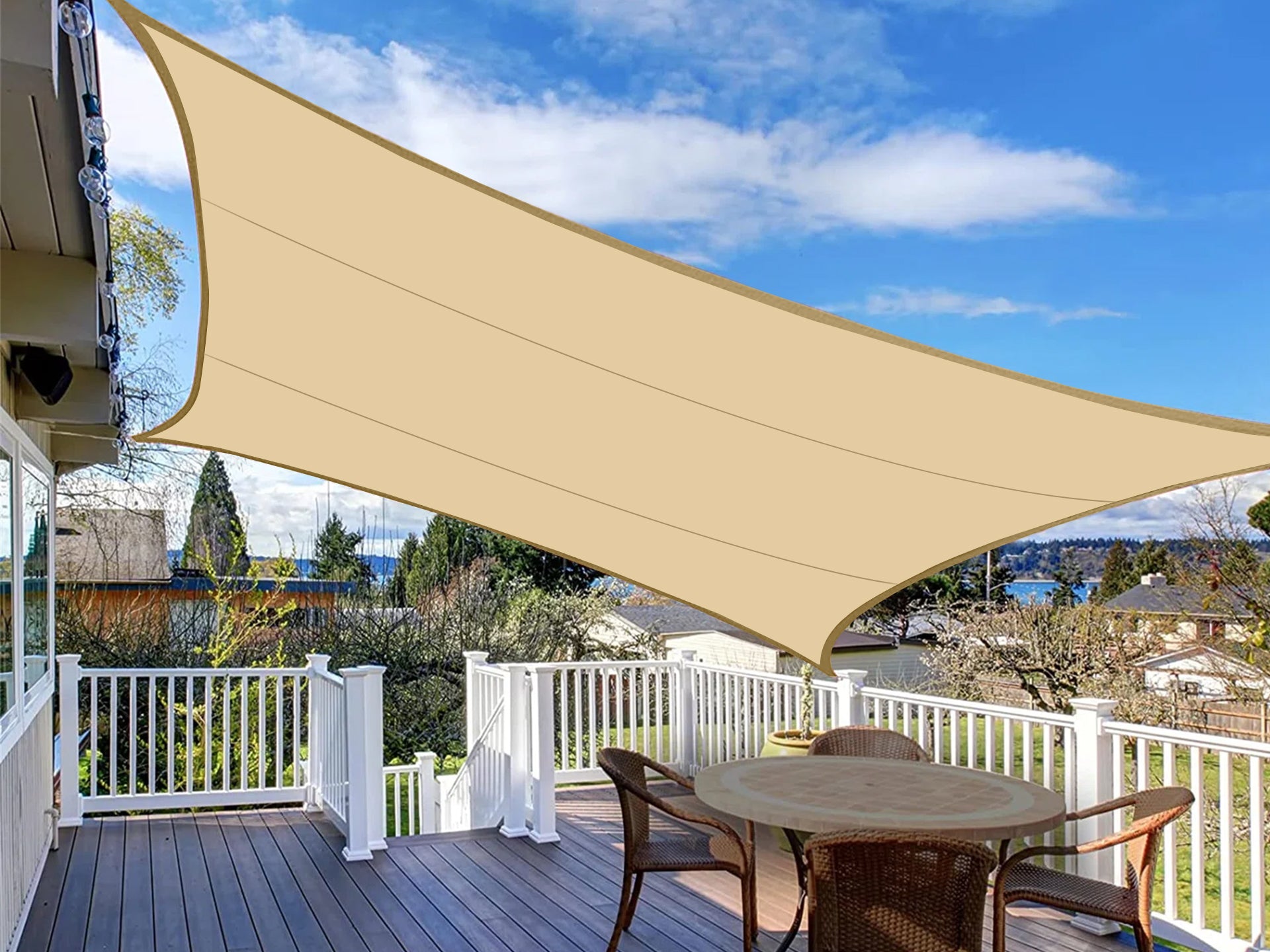 Toughout Serein Waterproof Square Shade Sail 5m x 5m - Sand