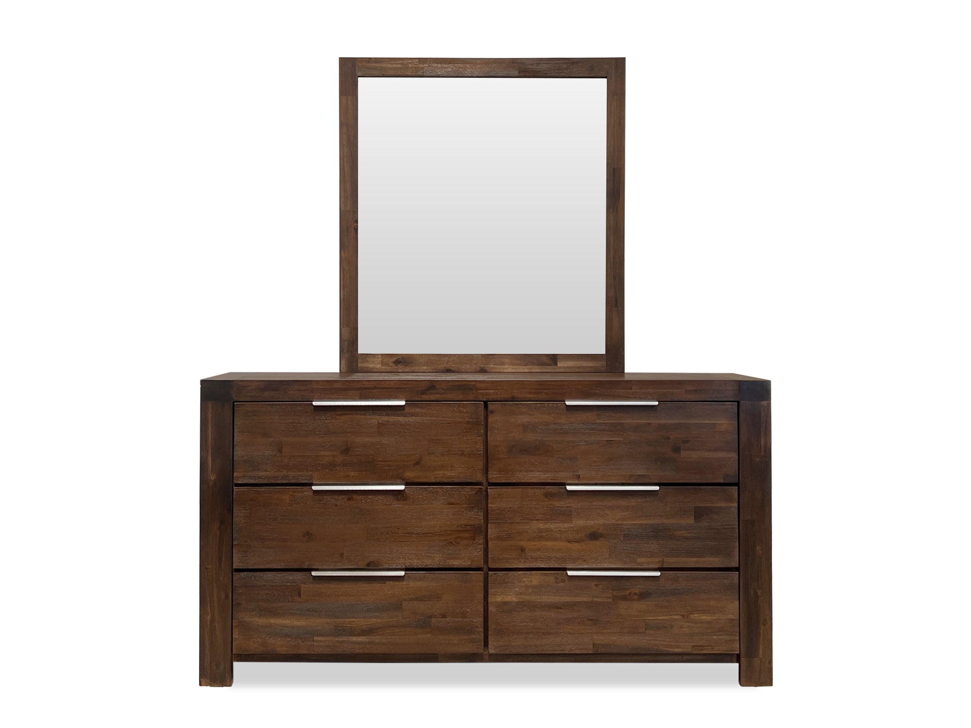 Jarvis Solid Wood 6 Drawer Dresser with Mirror - Caramel – Homemart