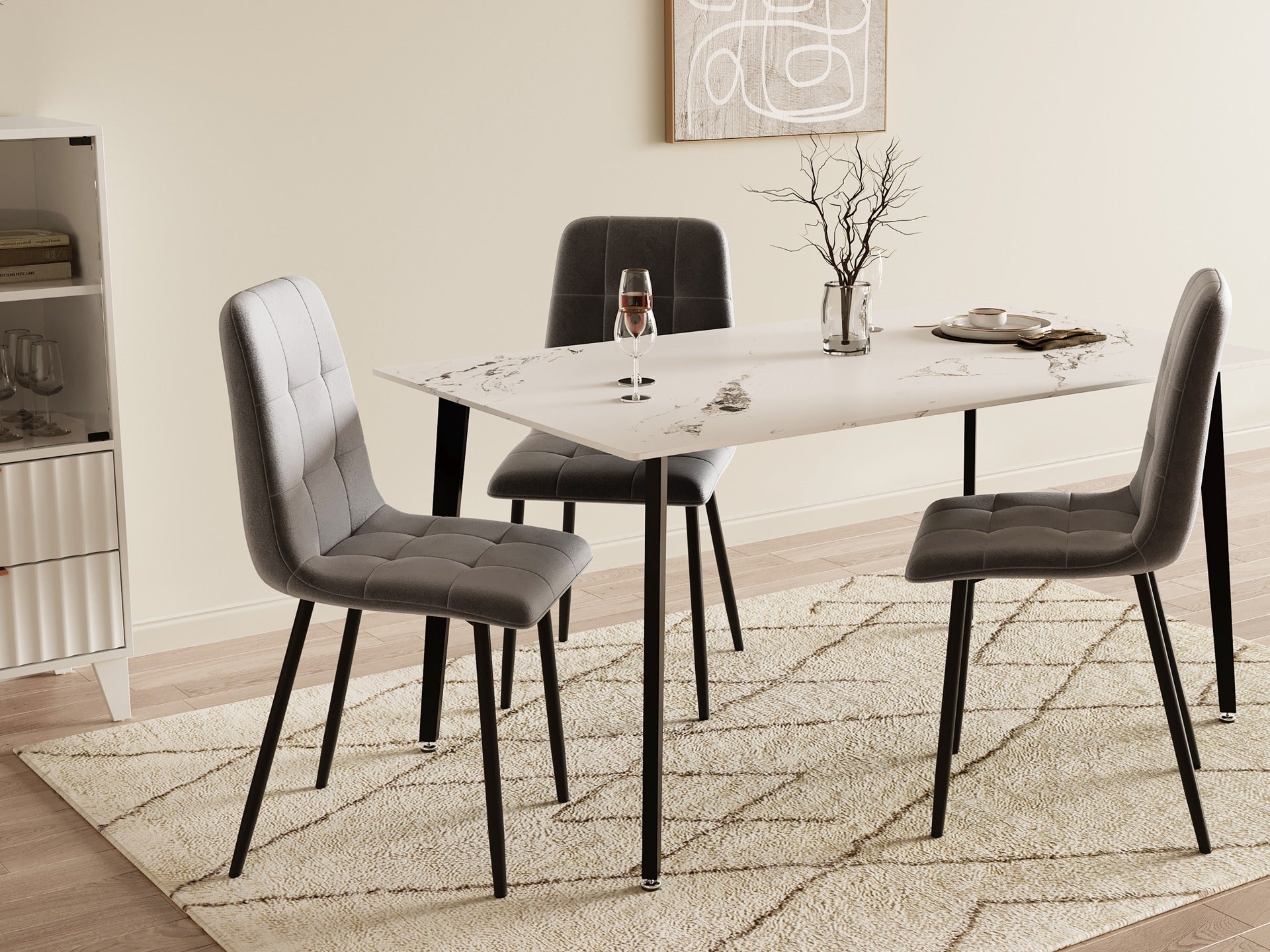Glenn Rectangular Ceramic Dining Table - 150x90cm