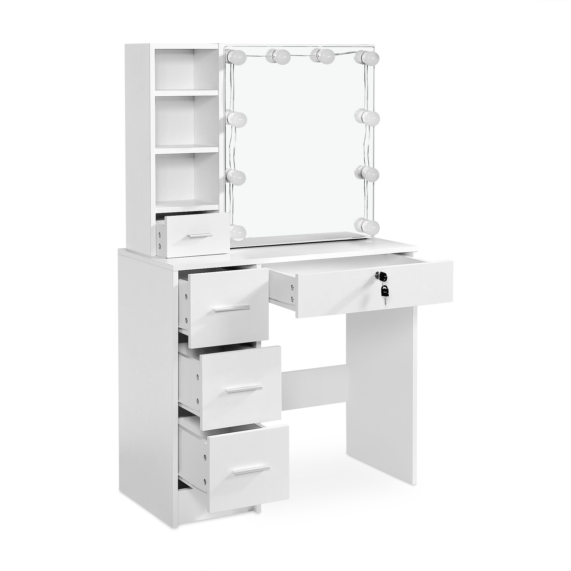 Freesia 2 Piece Dressing Table with Mirror & Stool Set - White