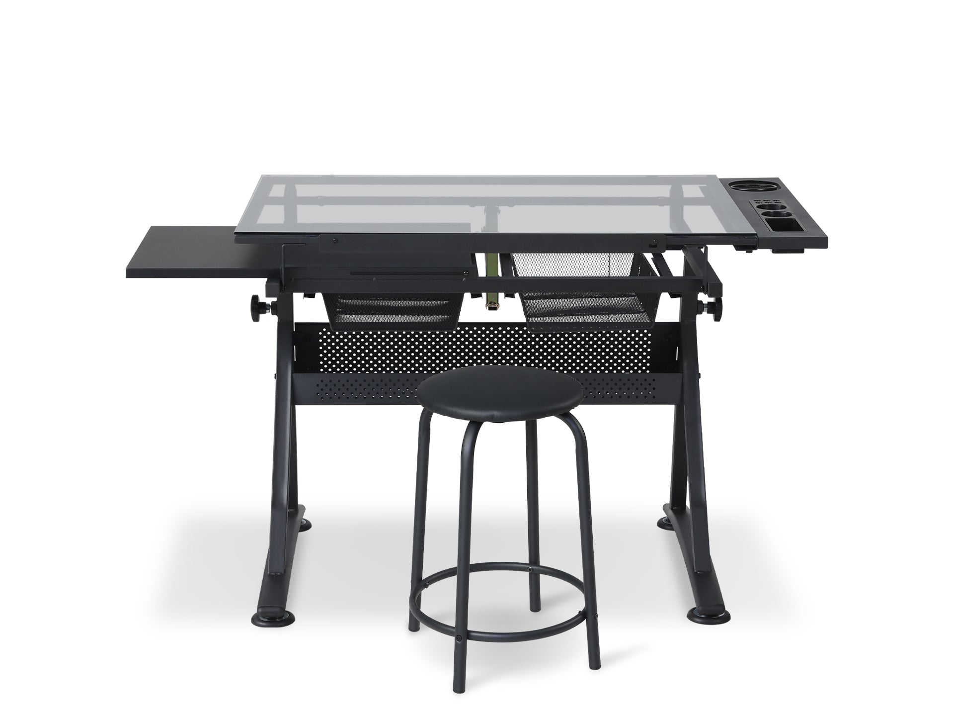 Oliver Height Adjustable Drafting Table with Stool - Black