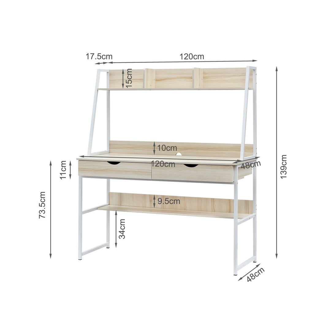 Siya 120cm Computer Desk with Drawers - Oak
