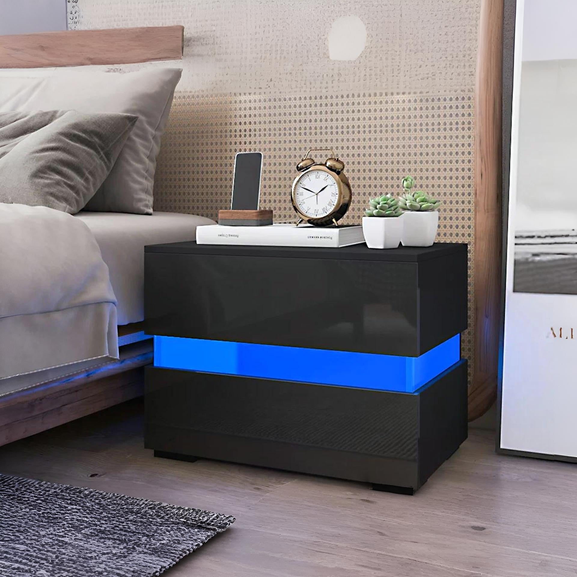 Zion LED Bedside Table - Black