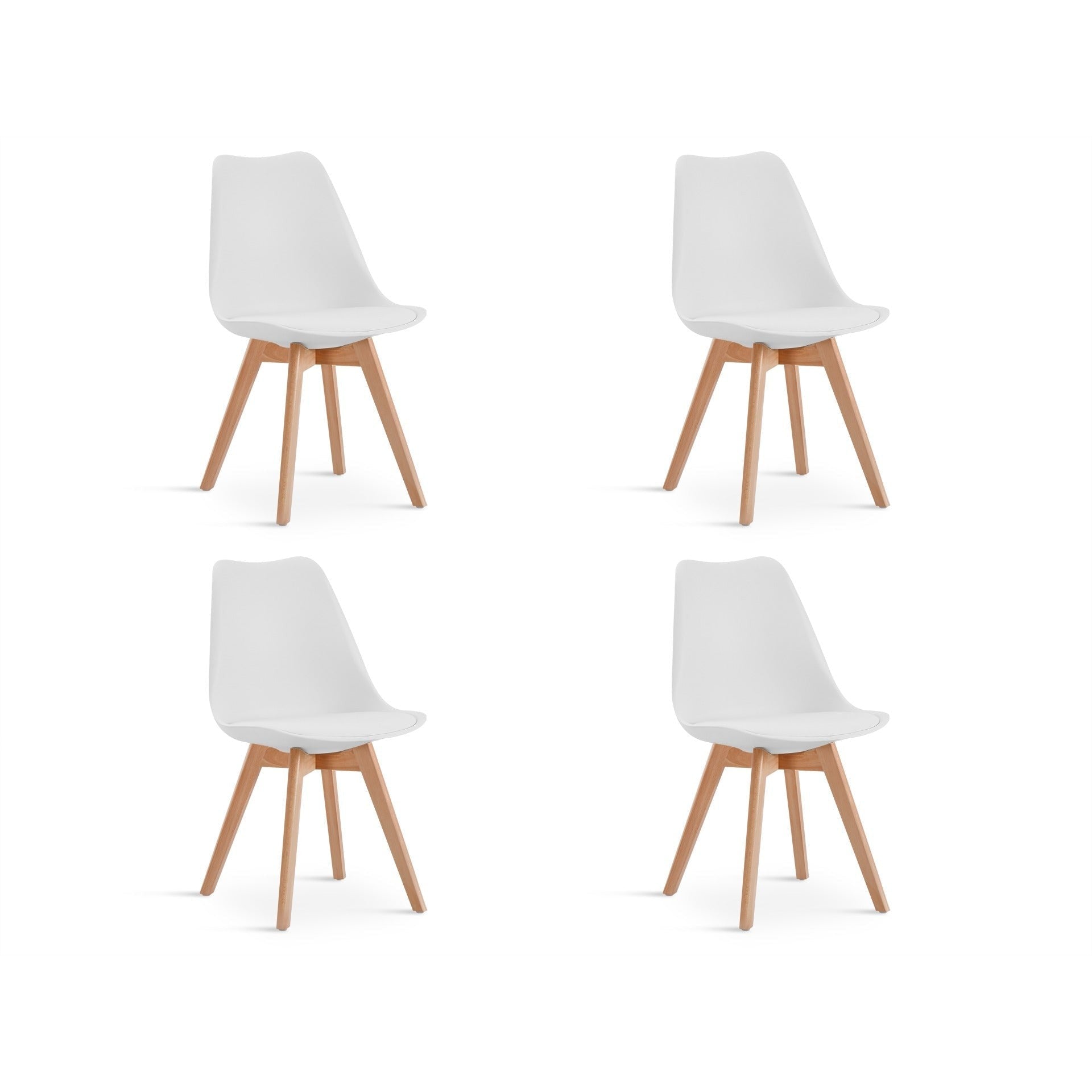 Bodhi Dining Chair with Padded Seat - Set of 4 - White