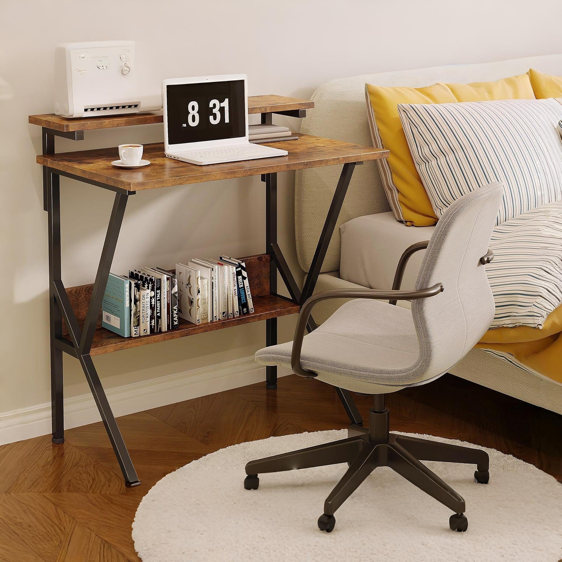Parker Computer Desk with Adjustable Monitor Stand - Rustic Brown