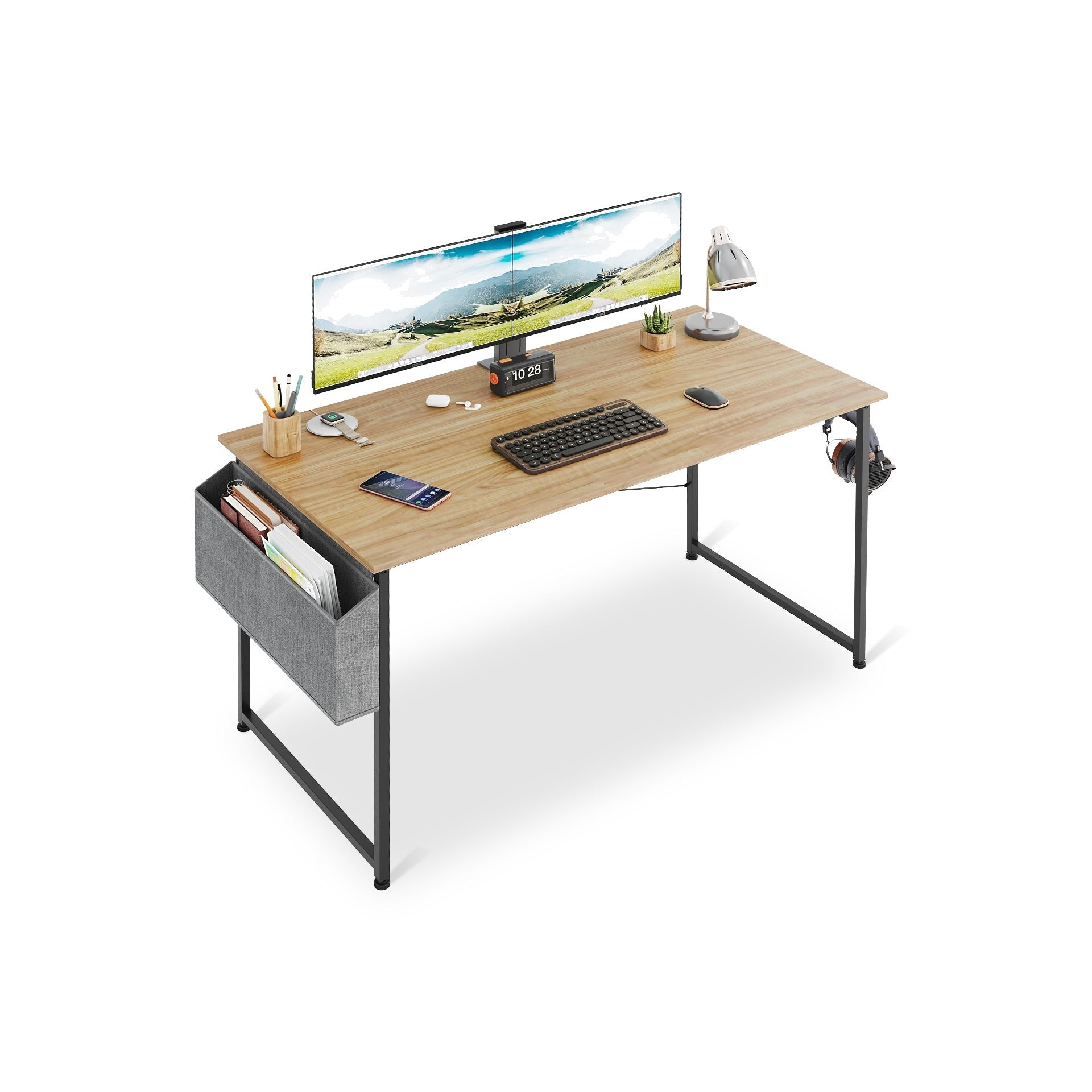 Aidan 120cm Computer Desk with Storage Bag - Natural
