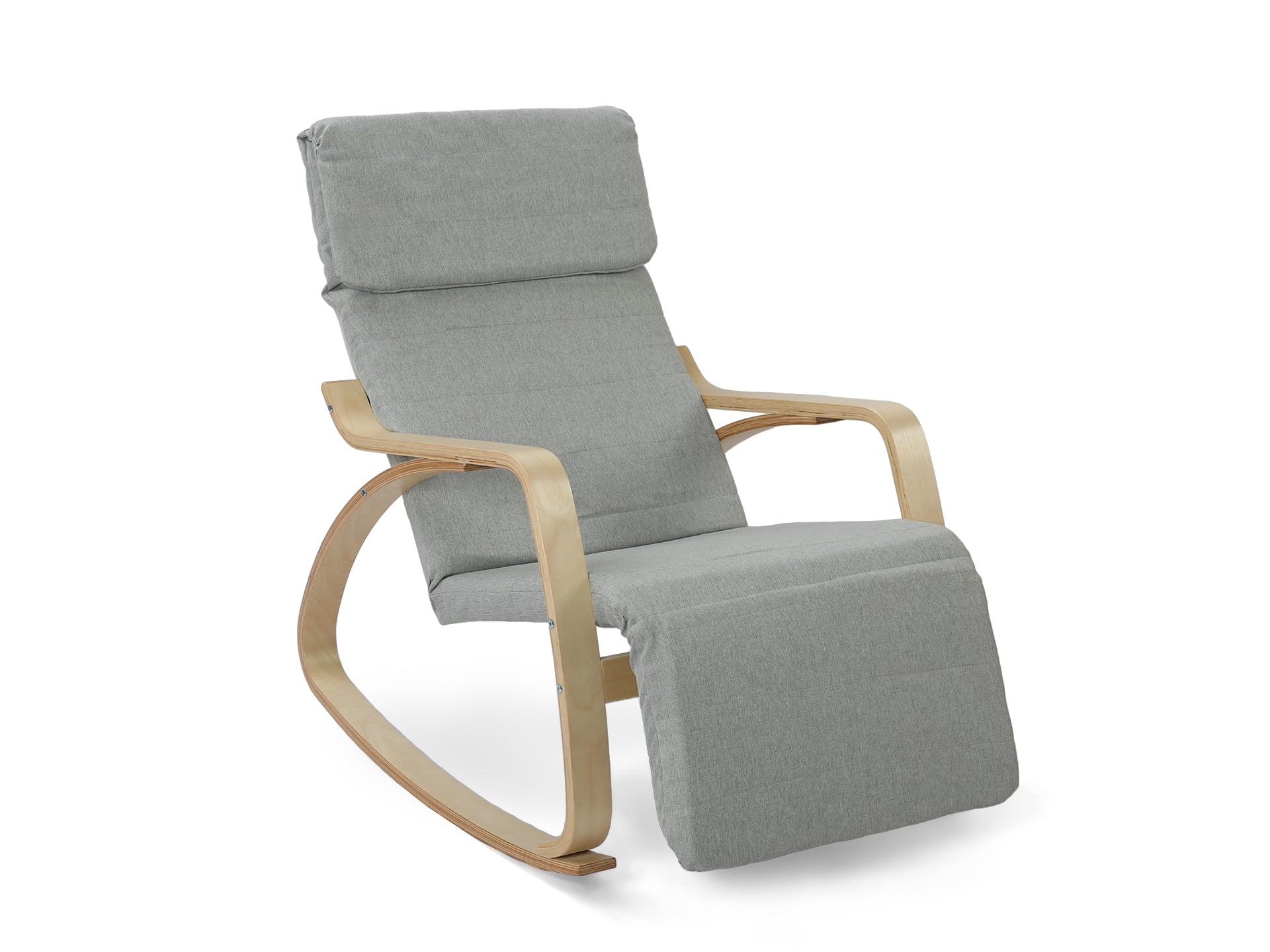 Camila Grey Rocking Chair with Footrest - Elegance & Comfort
