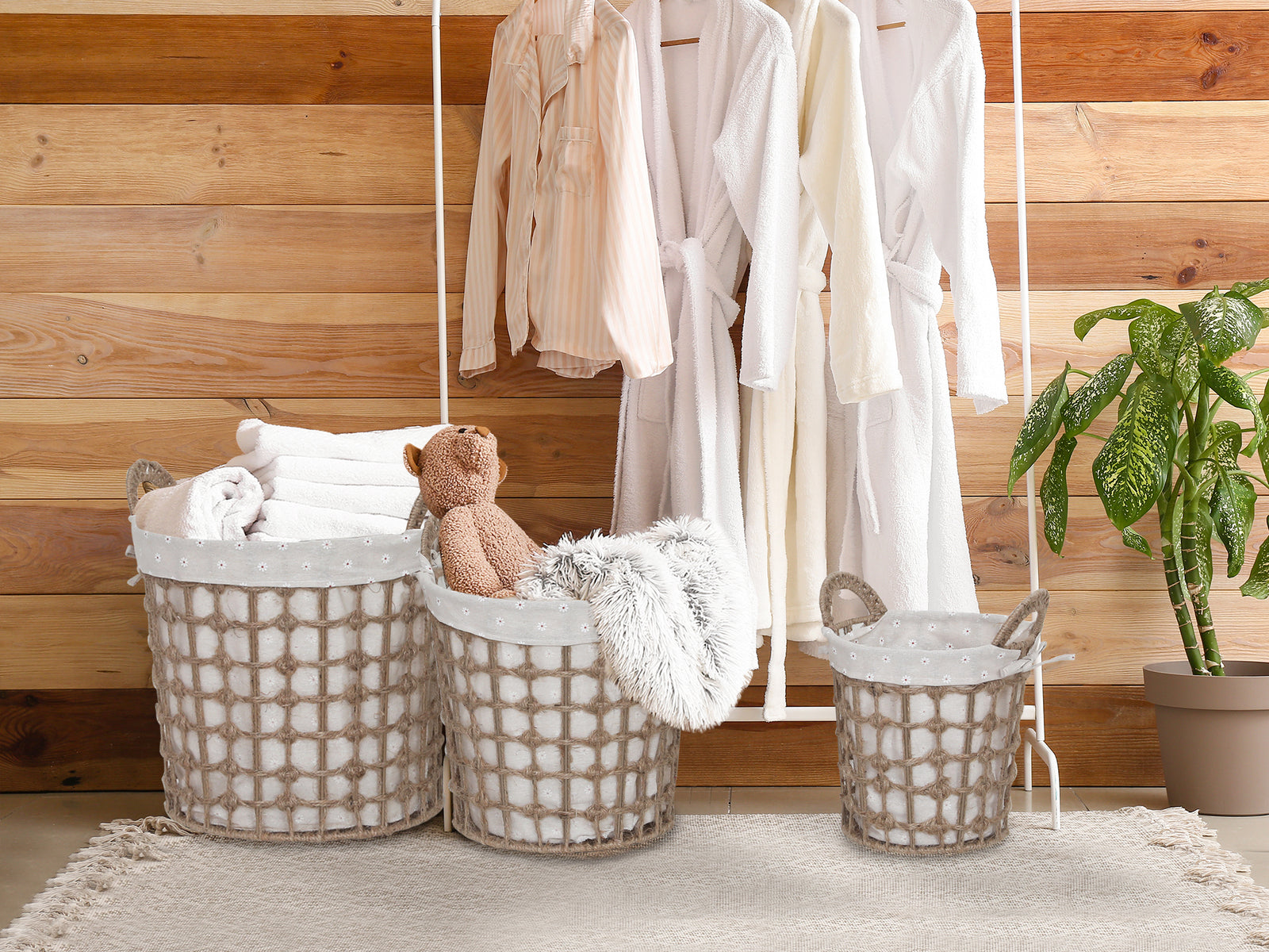 Woven Laundry Basket Storage Basket - Set of 3 - S/M/L – Homemart