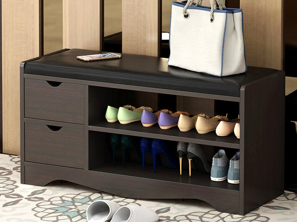 80CM 2 Drawer Shoe Rack Bench - BLACK WALNUT – Homemart